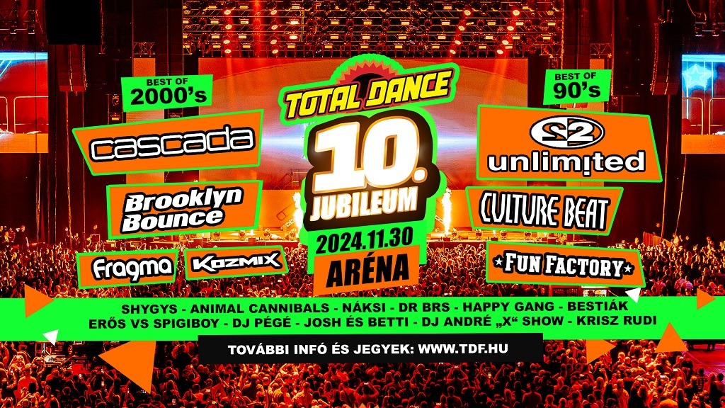 Total Dance 10. Aréna – A '90-es és 2000-es évek legnagyobb bulija az ...